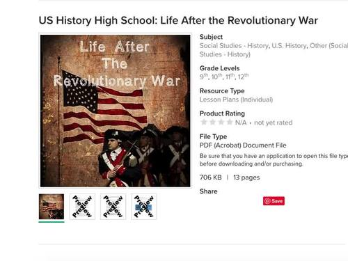 US History High School: Life After the Revolutionary War | TPT
