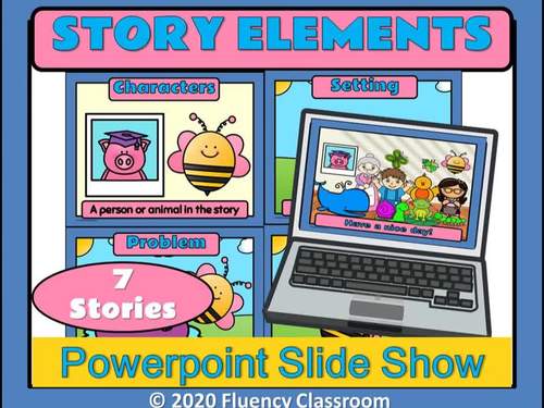 KINDERGARTEN STORY ELEMENTS POWERPOINT SHOW plus POSTER & CARD Distance ...