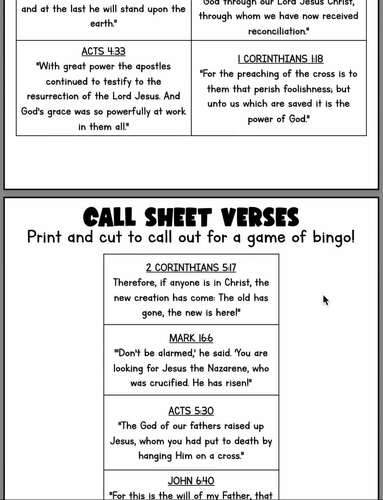 Easter Bingo Bible Verse Bingo Easter Game Easter Activity | TPT