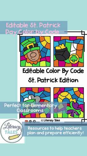 St. Patrick's Day Color by Code Editable Edition by Literacytales