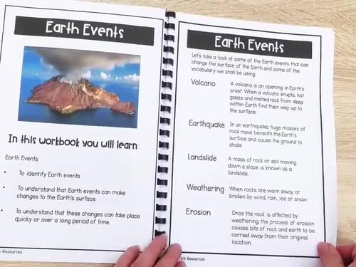 Earth Events Workbook | 2 ESS1-1 | Events That Occur Quickly Or Slowly