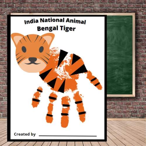 India Activity Craft Resource Tiger Hand Print Art AAPI Asia Lesson