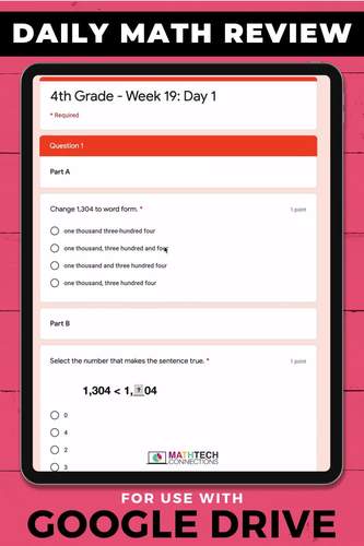 4th Grade Paperless Math Morning Work | Google Classroom Spiral Review ...