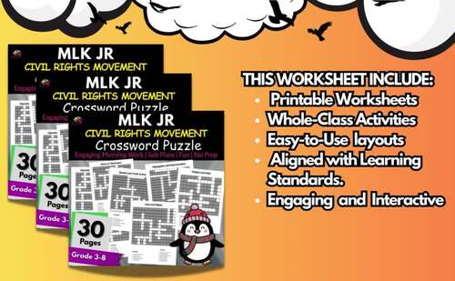 Martin Luther King jr Civil Rights Movement Crossword Puzzle 4th,5th ...