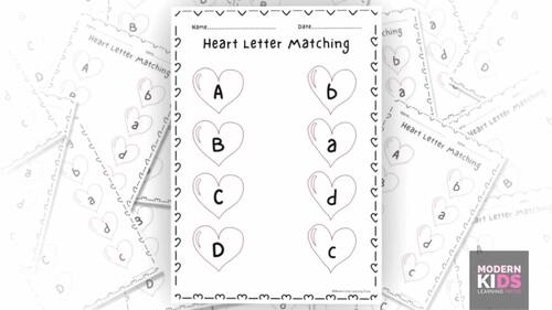 Valentine Letter Matching, Cut & Past and Coloring Worksheet | TPT