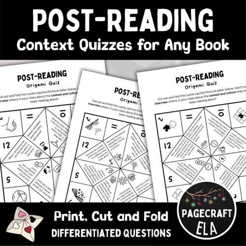 Post-Reading Origami Quiz Activities for Discussing Context in Any Book