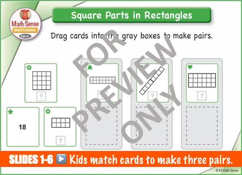 Square Parts in Rectangles DIGITAL MATCHING: 20 PPT / Google Slides 2G13