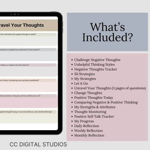 CBT Therapy Worksheets Challenge Negative Thoughts, Cognitive Distortions