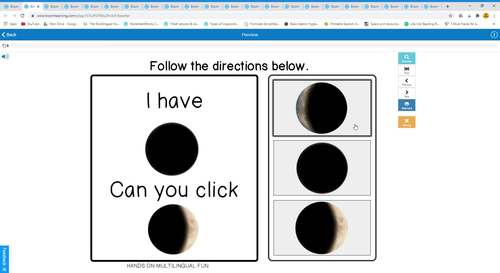 Moon Phase Boom Cards for Distance Learning by Hands-on Multilingual Fun