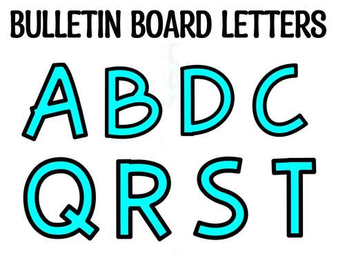 Printable Cyan Bulletin Board Large Alphabet Letters, Editable Alphabet ...