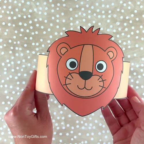 Lion Hat Craft, Coloring Zoo Animal Crown, Jungle Animal Headband Template