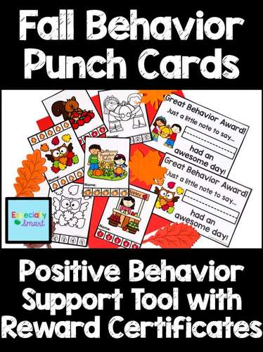 Classroom behavior management punch cards and reward certificates Fall ...