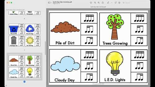 Earth Day Rhythm Clip It | Activity by musicpluscoffee | TPT