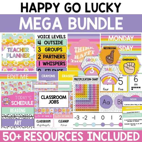 Groovy Classroom Decor BUNDLE / Retro Classroom Decor / Rainbow ...