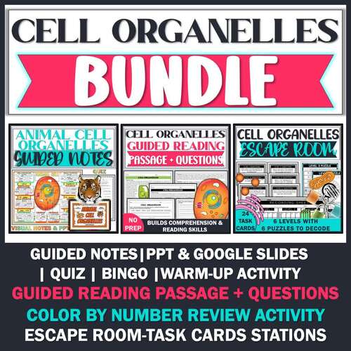Cell Organelles Bundle |Guided Notes|Reading Passage|Color by Number ...
