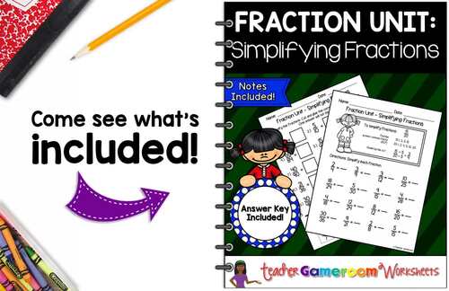 Fraction Unit - Simplifying Fractions Worksheets | Simplest Form Fractions