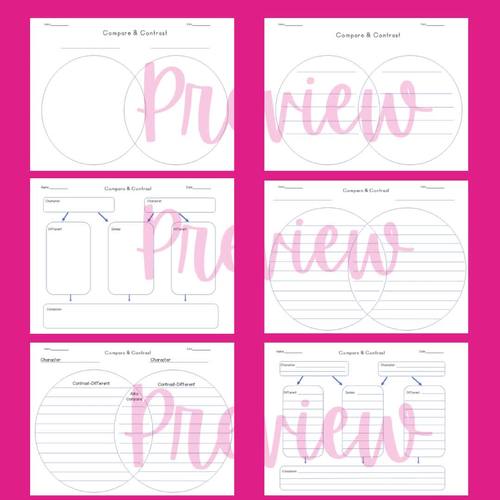 Compare and Contrast Bundle | Presentation, Graphic Organizers & Task Cards