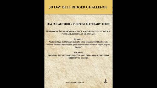 30 Day Bell Ringer Challenge by Myth and Meaning Classroom | TPT