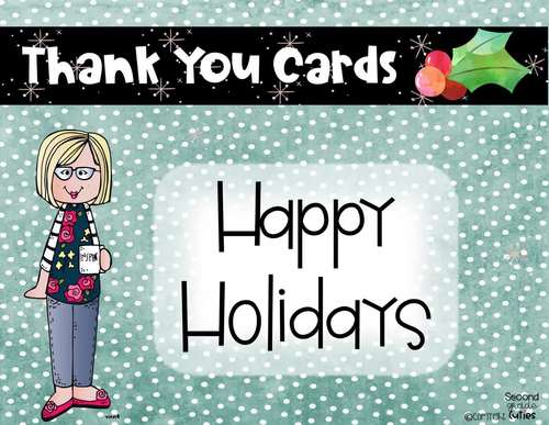 Christmas Thank You Cards | Holiday Thank You Notes by Second Grade Cuties