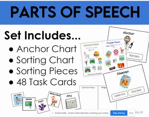 Common and Proper Nouns Task Cards Set for Autism and Special Education