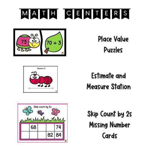 Insects 1st Grade Math and ELA Centers by Kool Kids Games | TPT