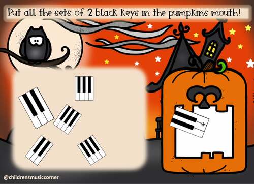 Halloween - Piano Keyboard Sorting Digital Task Cards on Boom Cards™