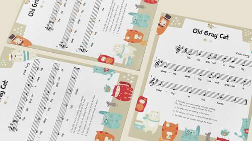 Old Gray Cat - Folk Song | Recorder and Boomwhackers Sheet Music | Game ...