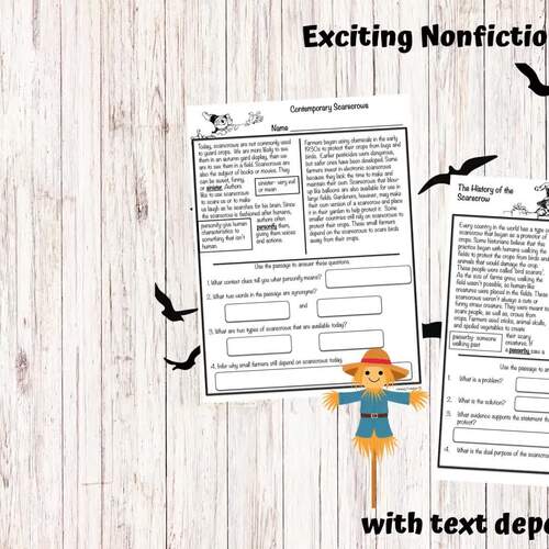 Halloween Nonfiction Reading Comprehension Passages & Questions: Scarecrows