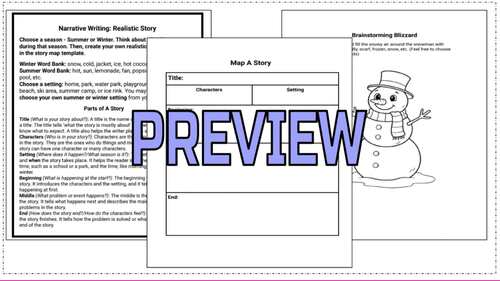 Summer & Winter Realistic Narrative Story Writing & Mapping for 2nd ...