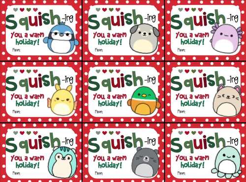 Squishmallow Winter Holiday Gift Tag Part 1- Squish-ing you a warm holiday!