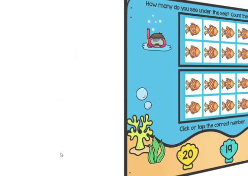 Numbers 1-20, Counting Digital Boom Cards with Summer Ocean Theme