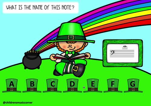 S Patrick Day Bass Clef Note Reading in Digital Task Cards on Boom Cards™
