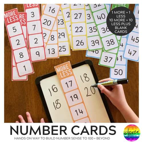 One More, One Less, Ten More, Ten Less Number Cards by you clever monkey
