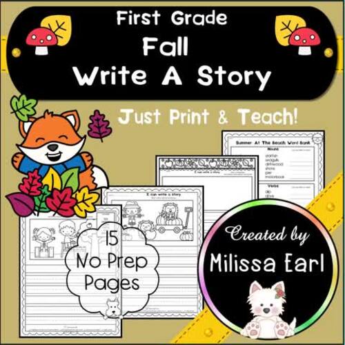 First Grade Fall Write A Story Picture Prompts with Word Banks Creative ...