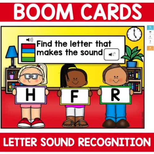 Letter and Sound Recognition Capital Letters using Boom Cards RF.K.3.A