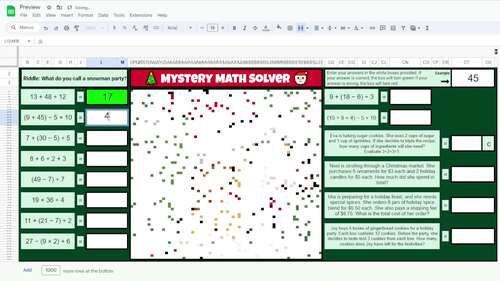 Christmas - PEMDAS / Order of Operations Digital Math Activity - Pixel Art