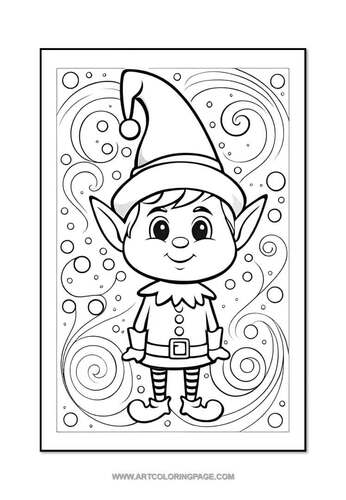 Elf Christmas Coloring Page Vol. 14 – 100 Magical Holiday Designs for ...