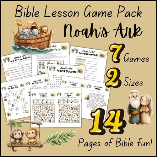 Noah’s Ark Games Bundle | Bible Lesson Activities for Kids | Sunday ...