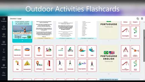 PORTUGUESE outdoor activities FLASH CARDS | outdoor activity portuguese