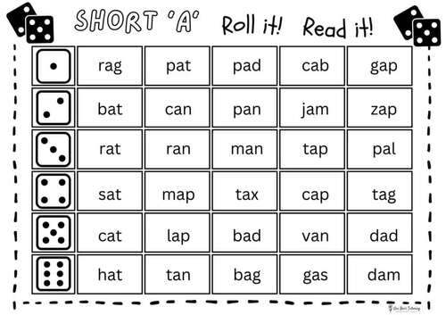 Roll and Read Short Vowels by Gee Bee's Tutoring | TPT