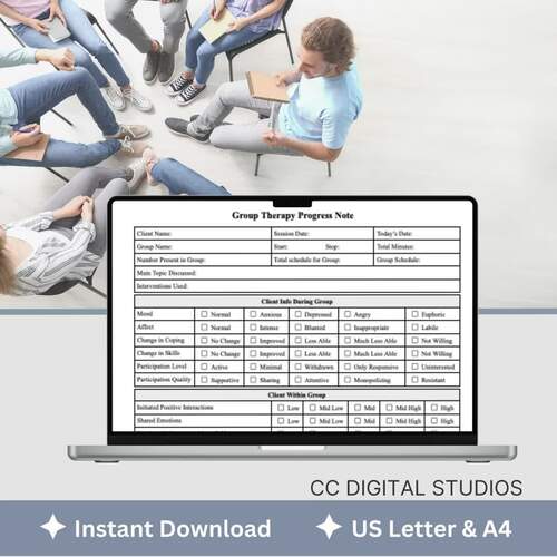 Group Therapy Progress Note Editable Google Doc, Therapist Office Template