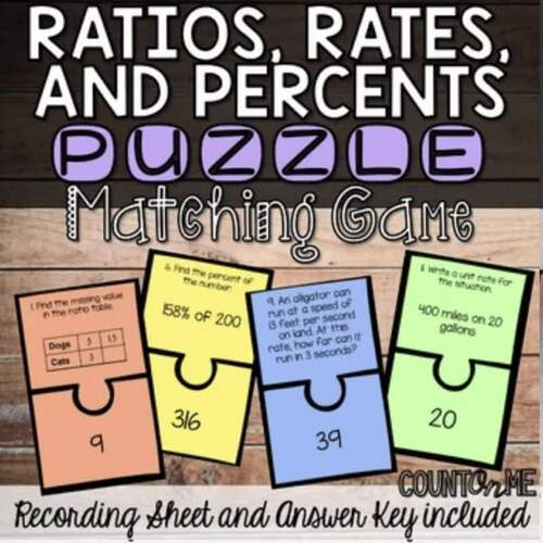 Ratios, Rates, and Percents Matching Game by Thriving Teacher Inc