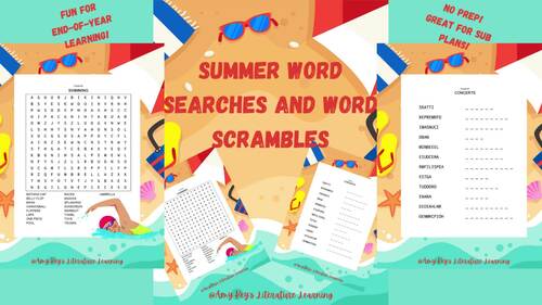 Summer Word Searches & Scrambles End of Year Word Puzzles Vocabulary ...