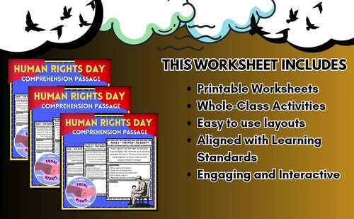 Human Rights Day Nonfiction Mini Passages (20 Sets) | Grades 2–6