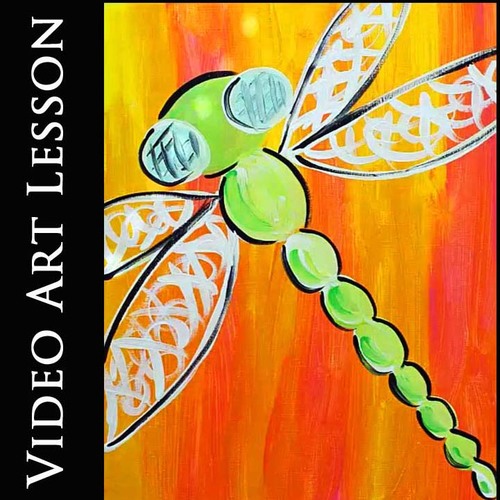 Narrated Video Art Lesson Draw & Paint a Dragonfly Spring Activity