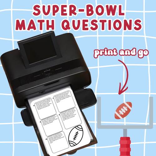 Super Bowl Math Worksheet Activity: Fractions, Decimals and Percents