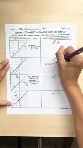 Linear Transformations Choice Board by Math with Ms Rivera | TPT