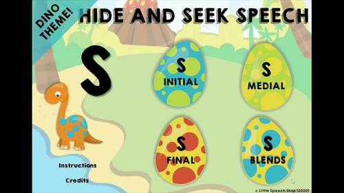 Hide and Seek Speech - TH - Dino Themed - Articulation Game | TpT