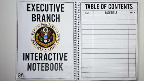 Executive Branch Interactive Notebook Graphic Organizers US Government