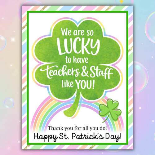 St Patrick’s Day Teacher Staff Appreciation Shamrock Sign, St. Patty's ...